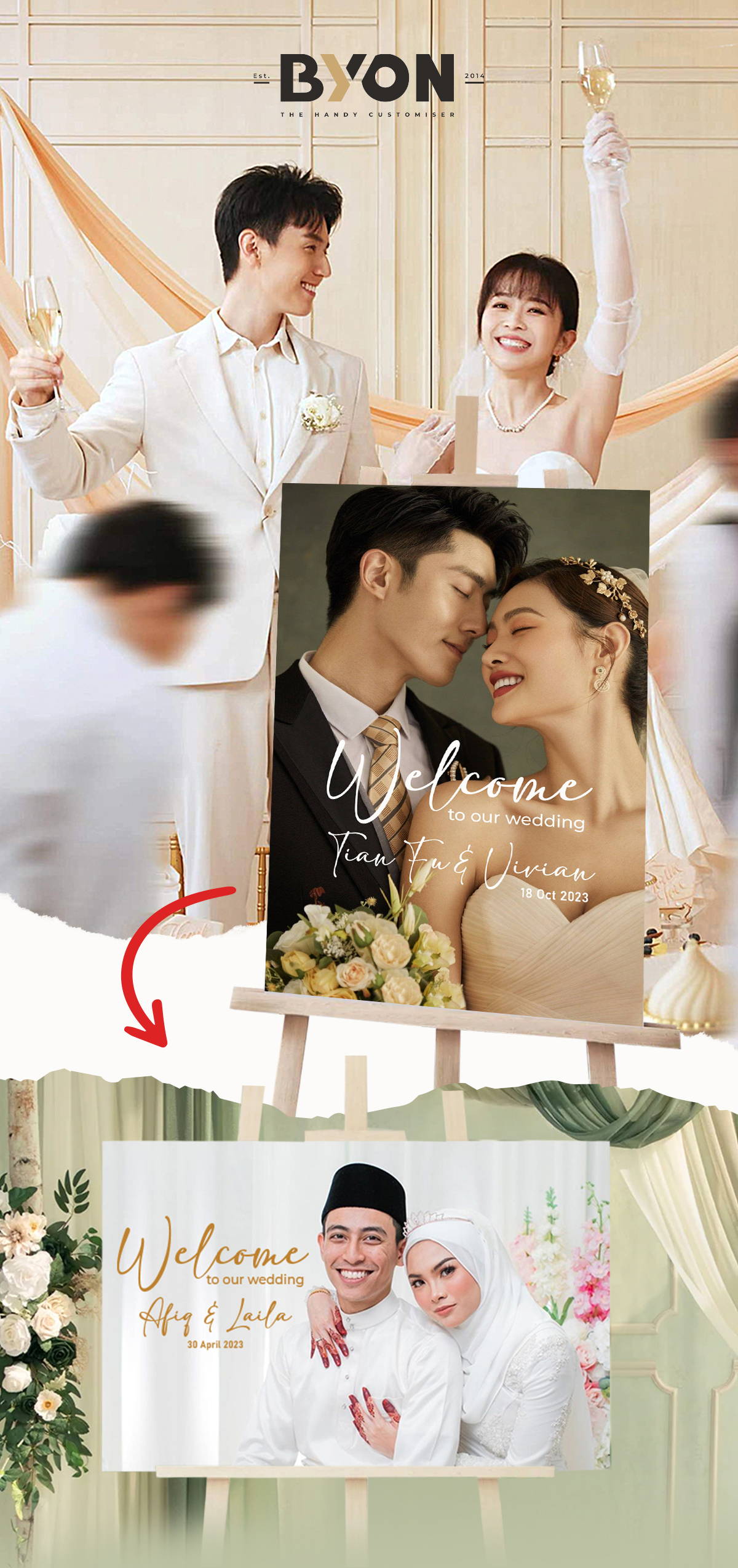 Customize Your Perfect Weddign Signage with Your Wedding Photo – byonstudio.com